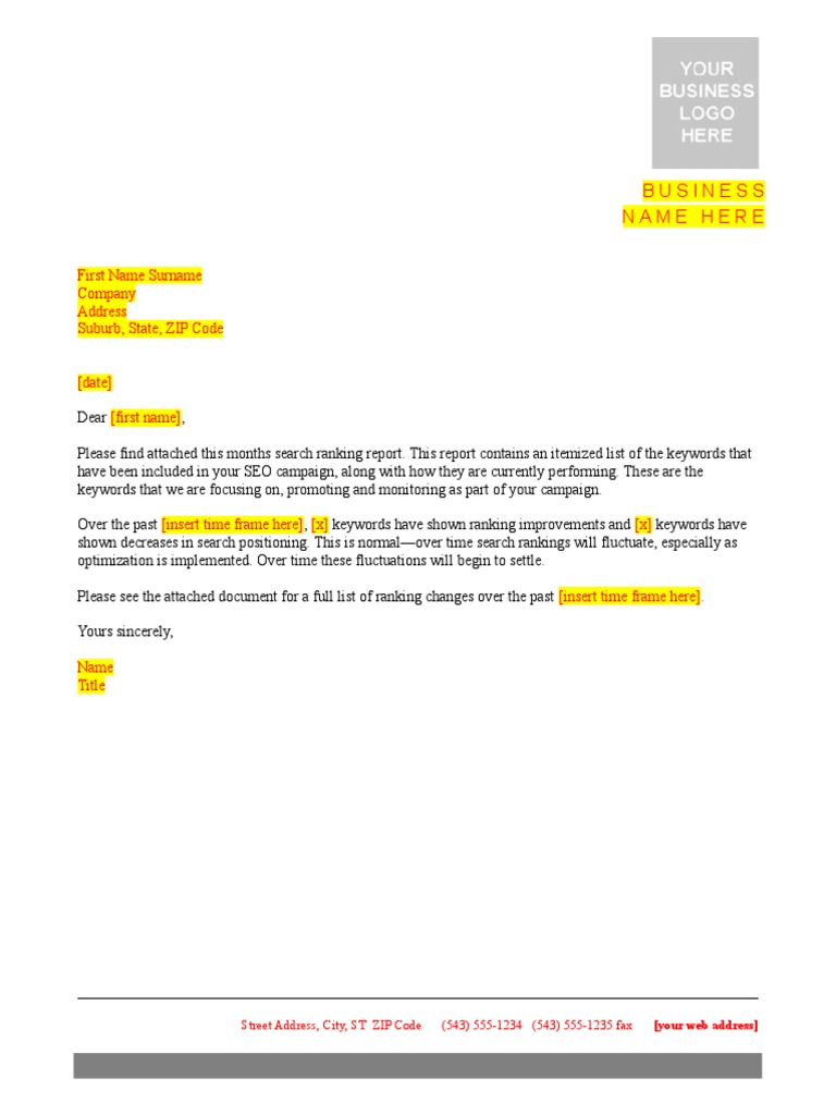 Ranking Report Email Template | PDF