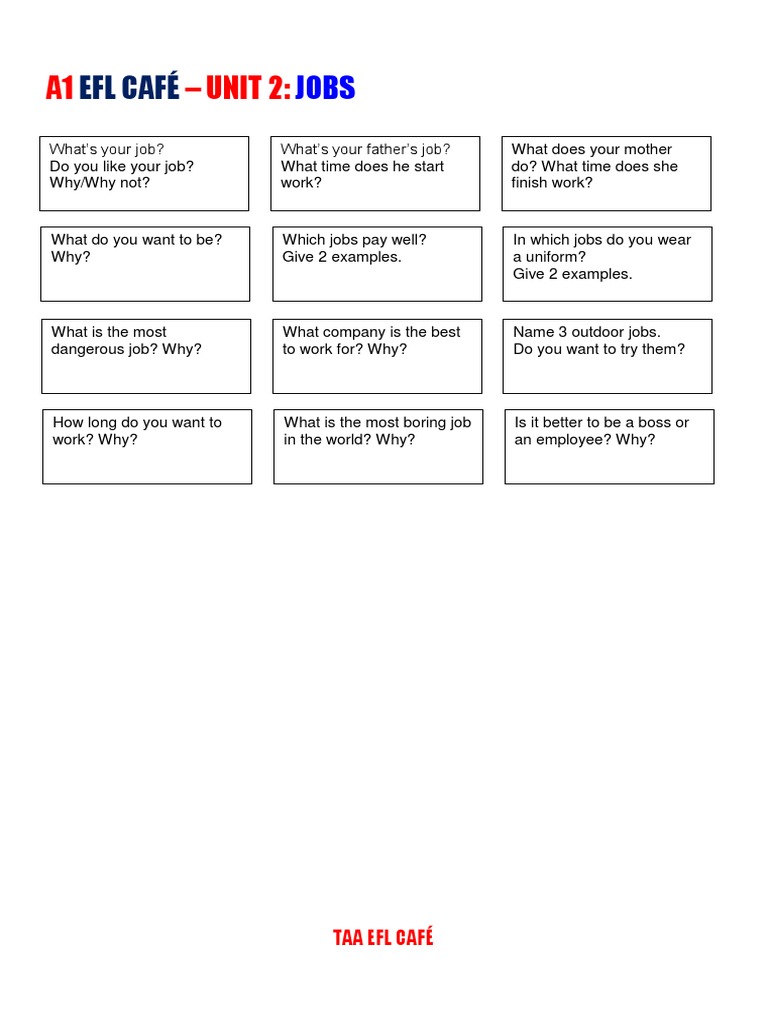 A1 - Unit 2 JOBS | PDF