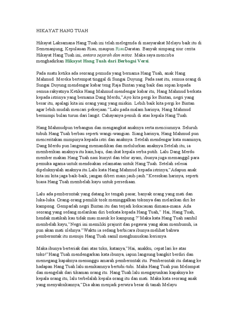 Sinopsis Hikayat Hang Tuah | PDF