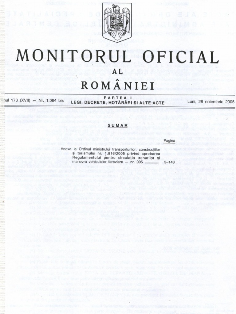 Ordin MTCT NR 1816 (Regulament 005 - 2005) PDF | PDF