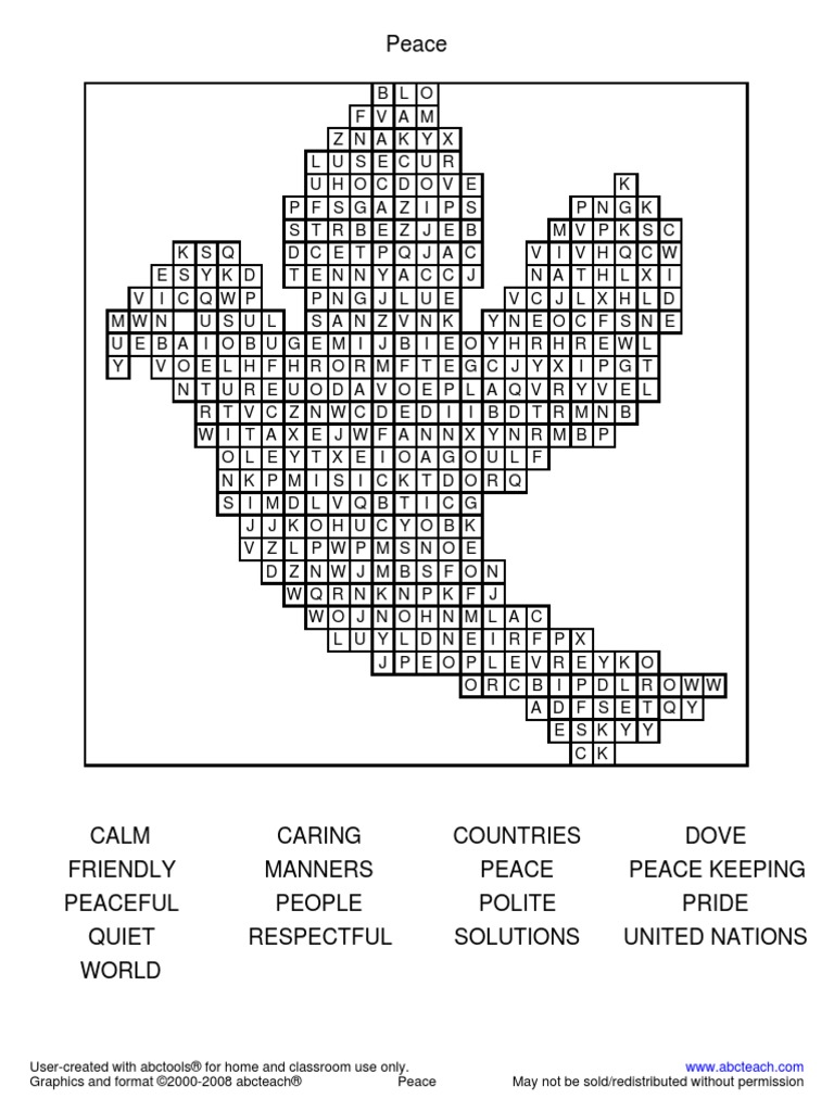 Wordsearch Peace PDF | PDF