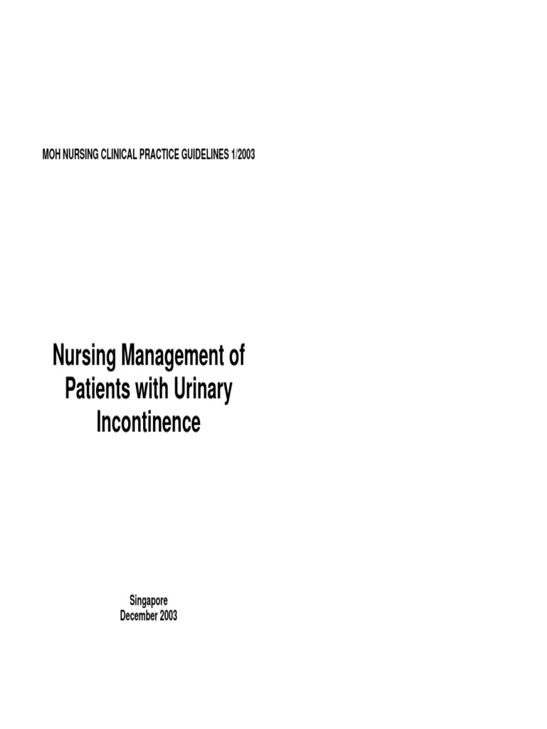 Nursing Management of Patients With Urinary Incontinence: Moh Nursing ...