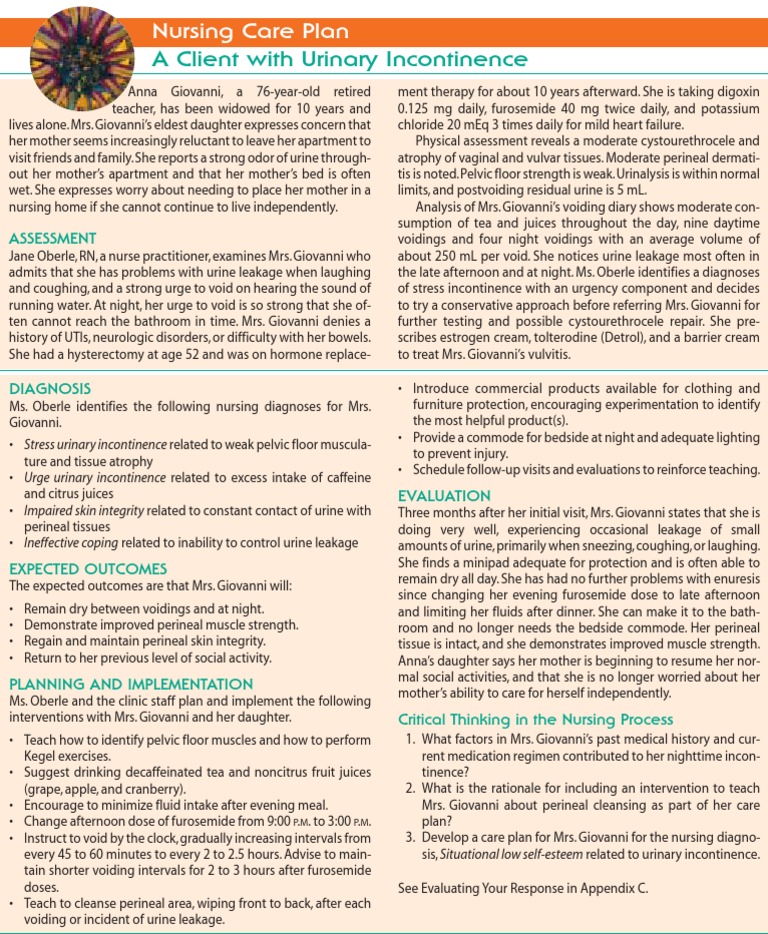 Nanda, Nic, and Noc Linkages: Home Care | PDF | Urinary Incontinence ...