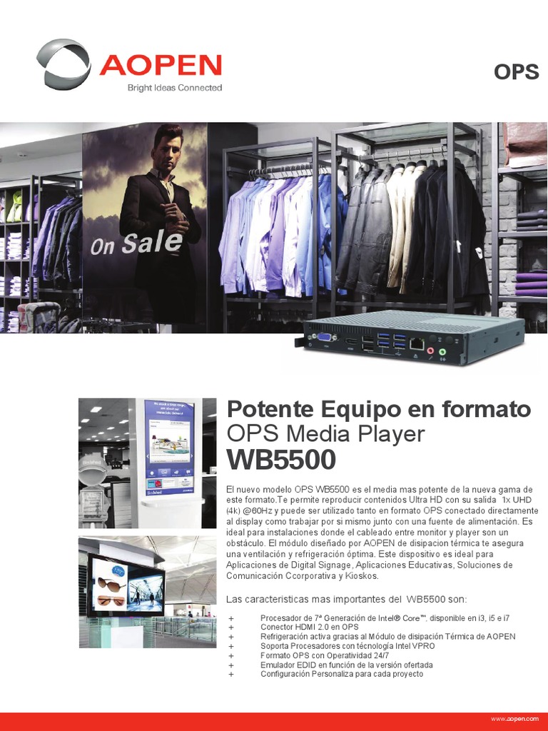 AOPEN WB5500 I7-7500u OPS | PDF | USB | Hdmi