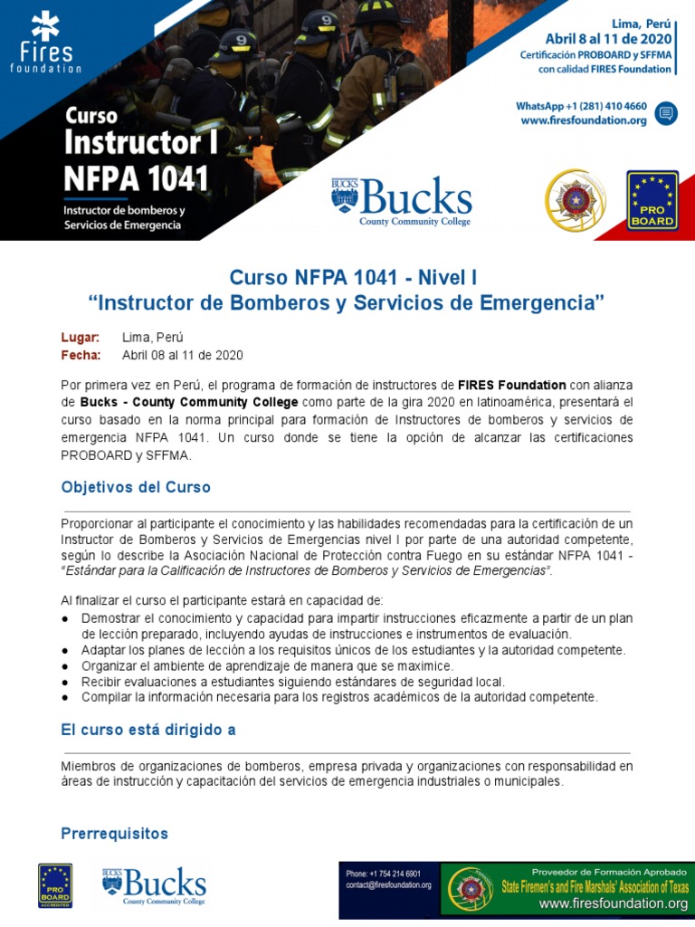 Curso NFPA 1041: Instructores de Bomberos | PDF | Evaluación | Aprendizaje