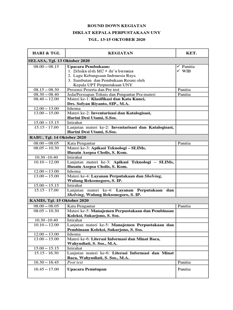 Round Down Acara 13 Okt 2020 PDF | PDF