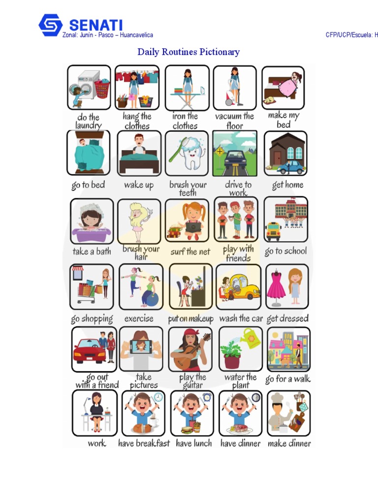 Daily Routines Pictionary Guide | PDF