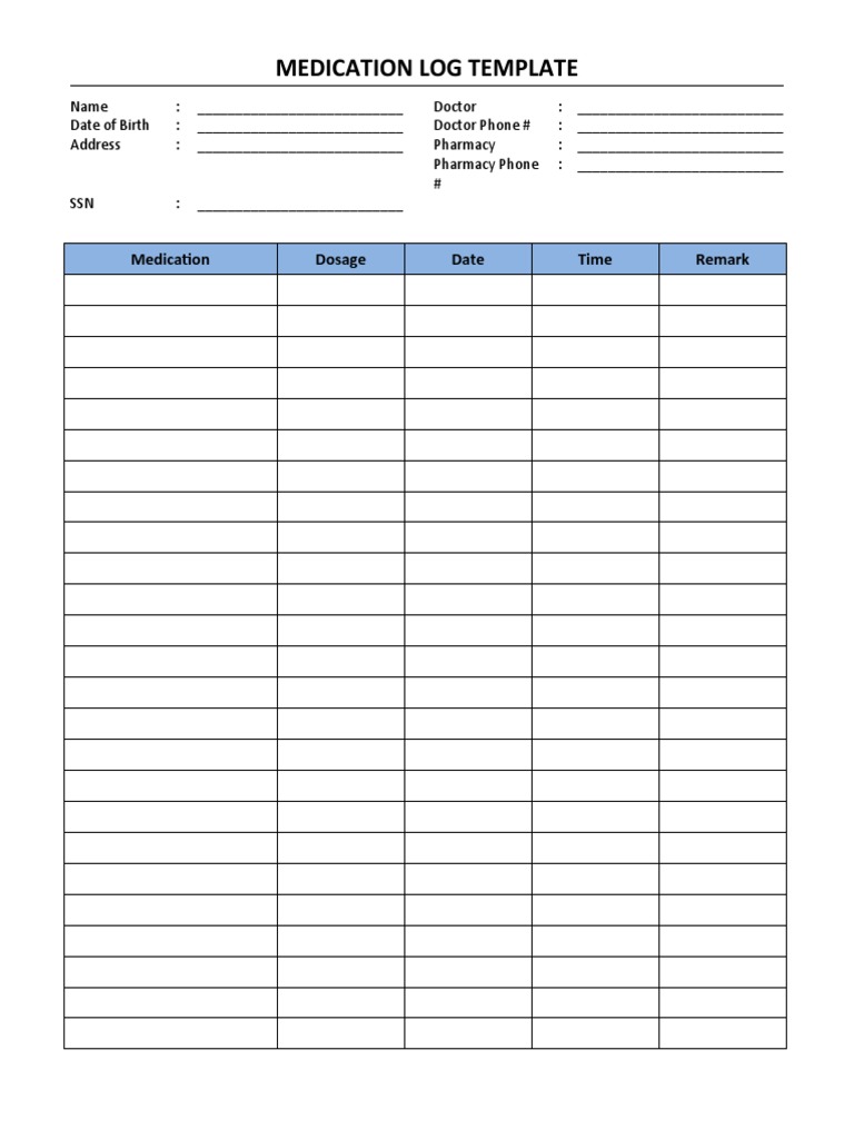 Medication Log Template-1 | PDF