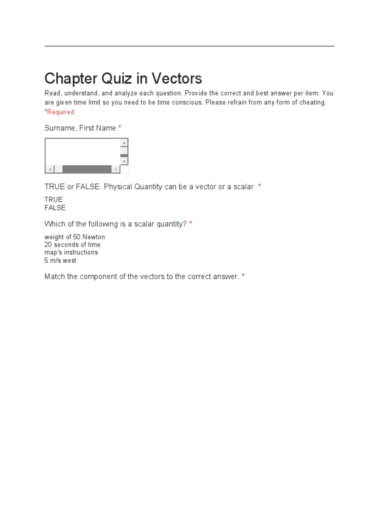 Chapter Quiz In Vectors Pdf Euclidean Vector Trigonometric Functions