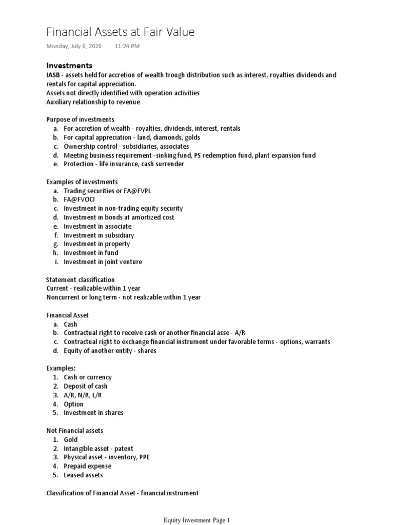 Investment Classification and Types Guide | PDF | Securities (Finance ...
