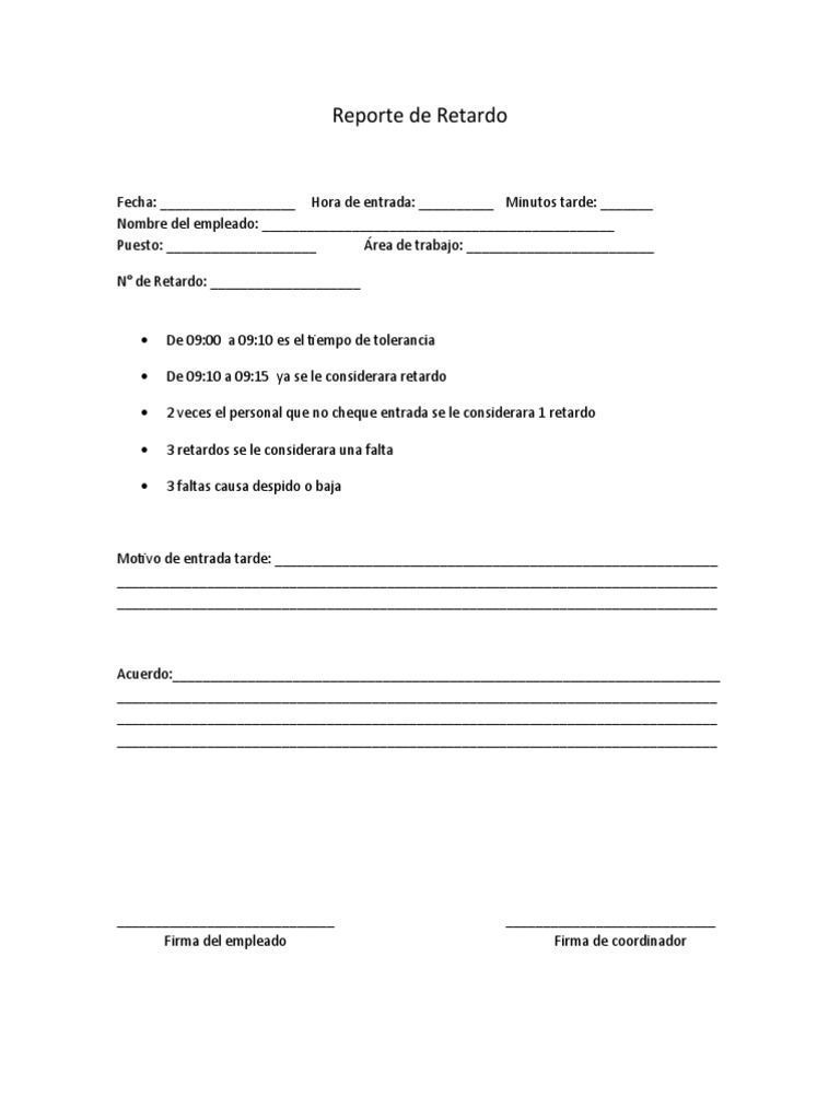 Formato de Retardo y Permiso de Salida | PDF