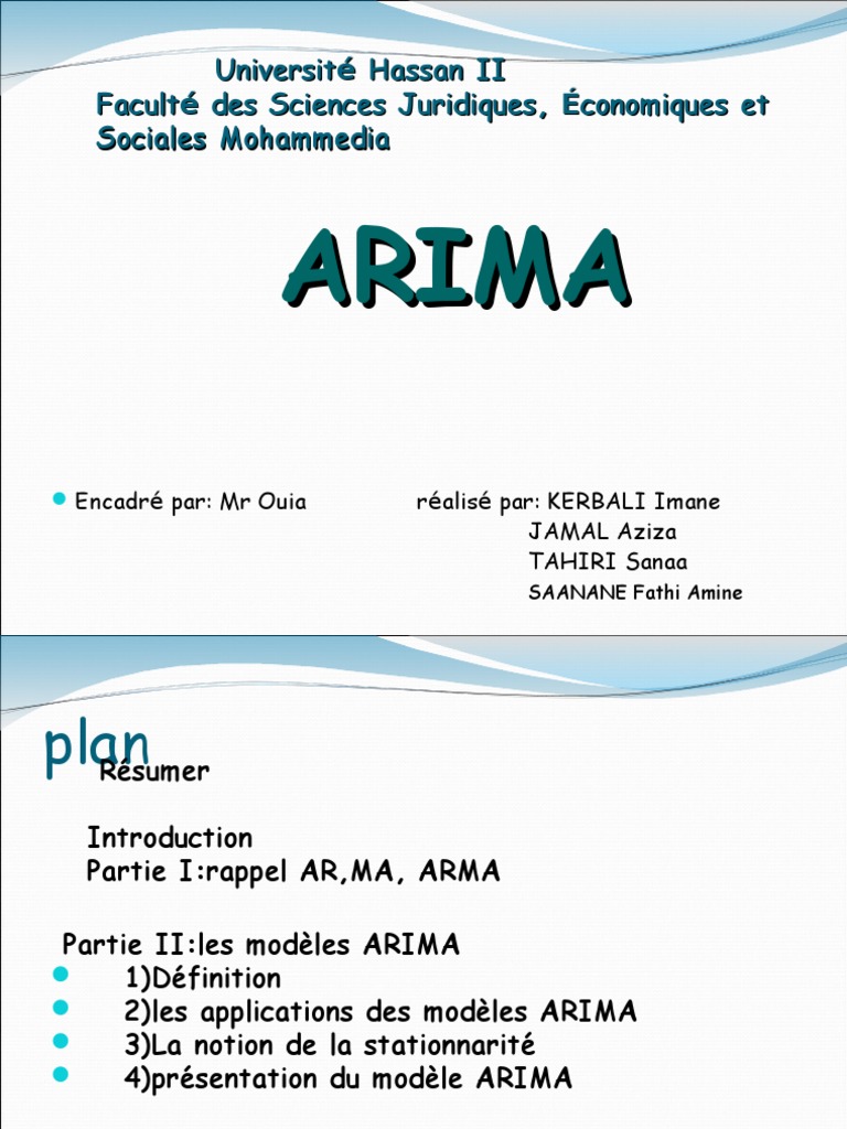 Expose ARIMA PDF | PDF | Processus stationnaire | Séries chronologiques