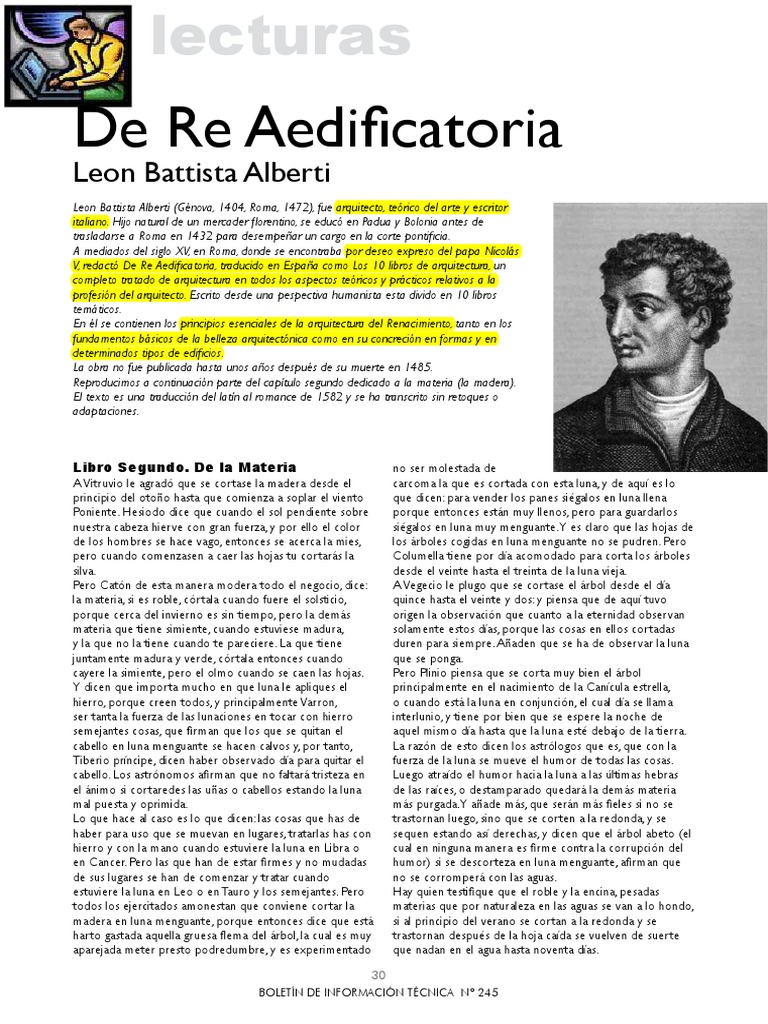 De Re Aedificatoria PDF | PDF | Silvicultura y Madera | Naturaleza