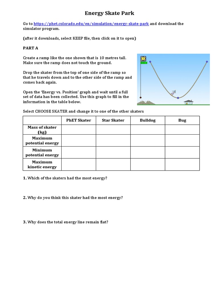 8phy Activity 04 Kinetic and Potential Energy Simulation Activity | PDF ...