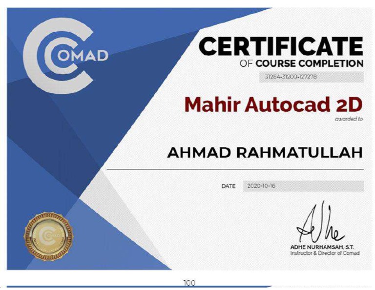 Contoh Sertifikat Autocad 2D | PDF