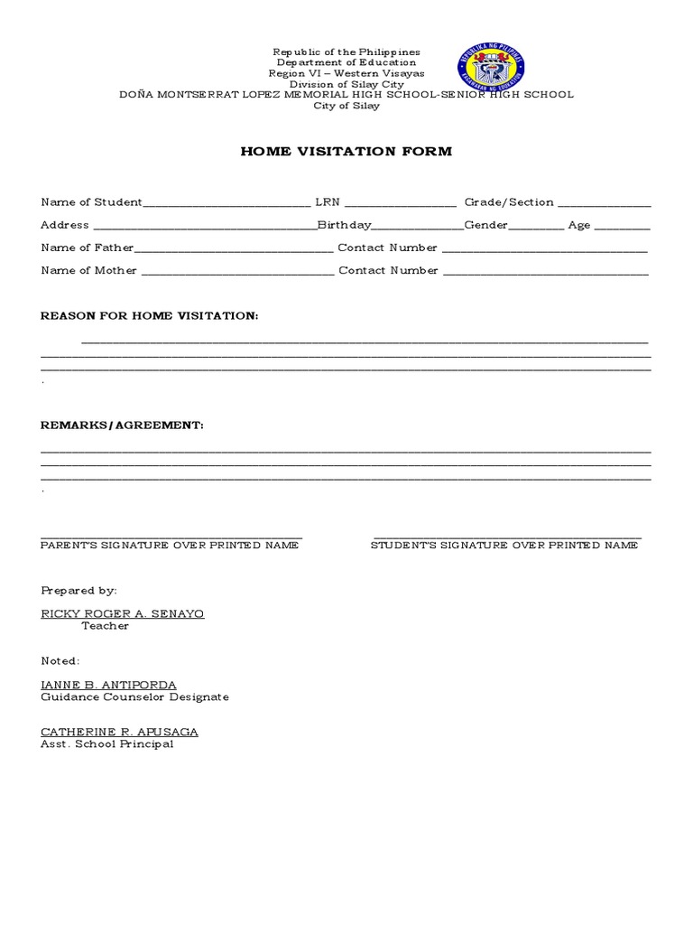 HOME VISITATION Form | PDF