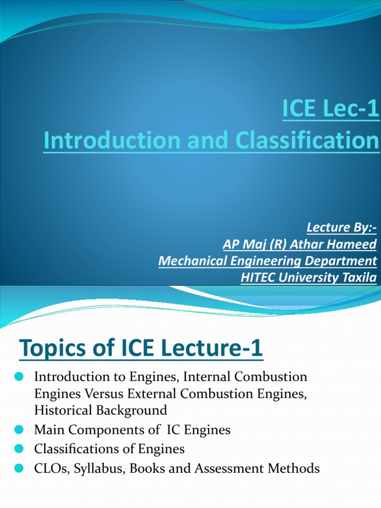 2K17-ICE Lecture-1 | PDF | Internal Combustion Engine | Engines