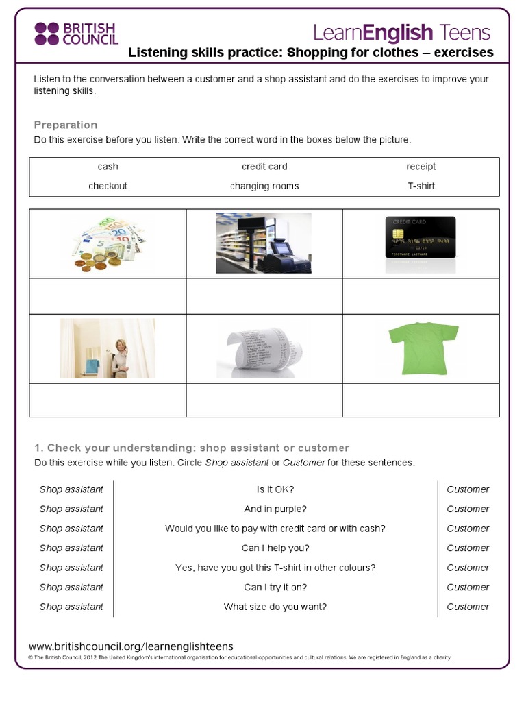 Listening Skills Practice: Shopping For Clothes - Exercises ...