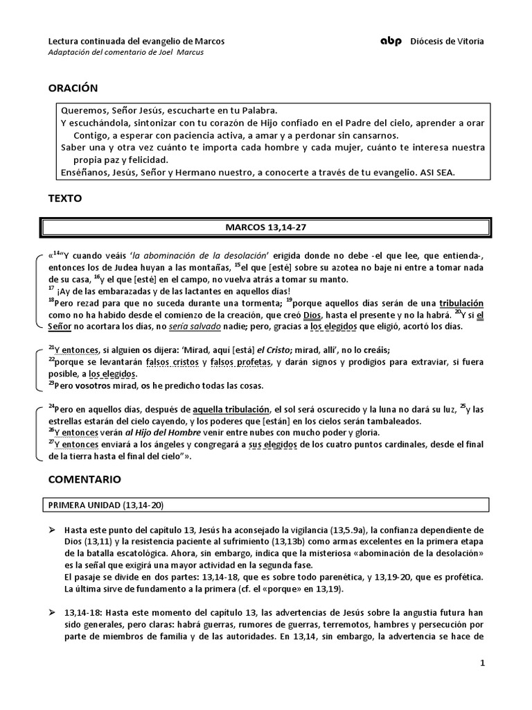 Marcos 13 - 14 27 | PDF | Profeta | Jesús