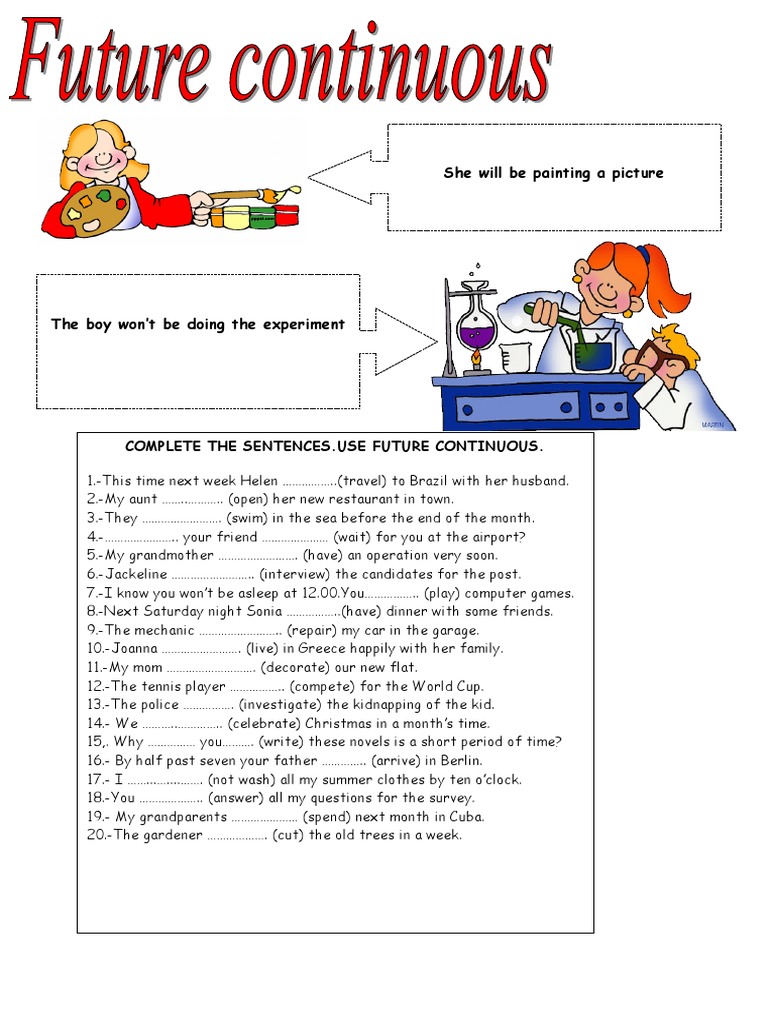 Future Continuous Sentence Practice | PDF