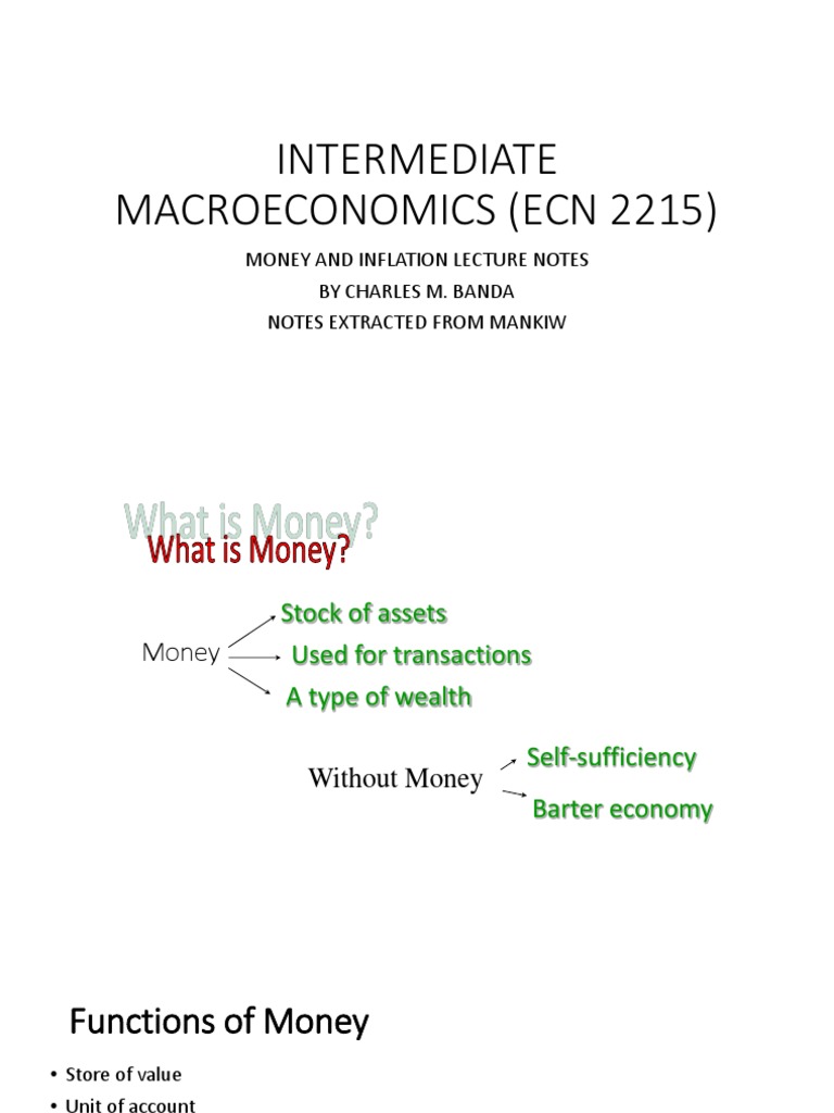 Intermediate Macroeconomics (Ecn 2215) : Money and Inflation Lecture ...