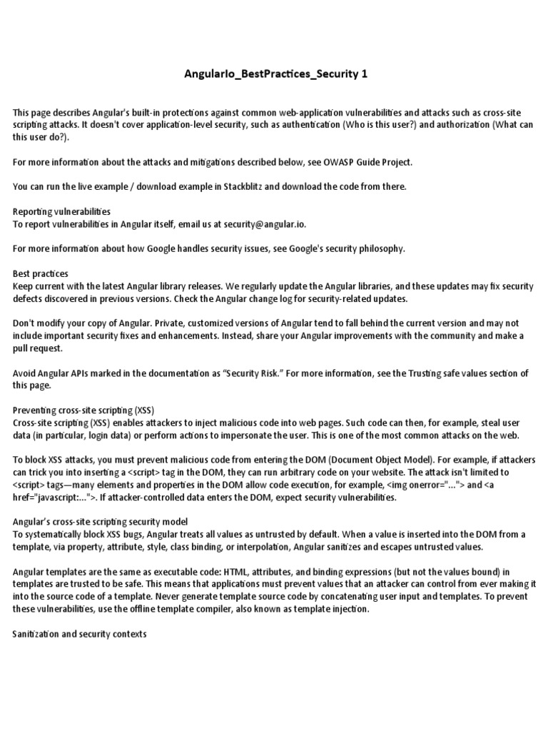 AngularIo BestPractices Security | PDF | Cyberwarfare | Security