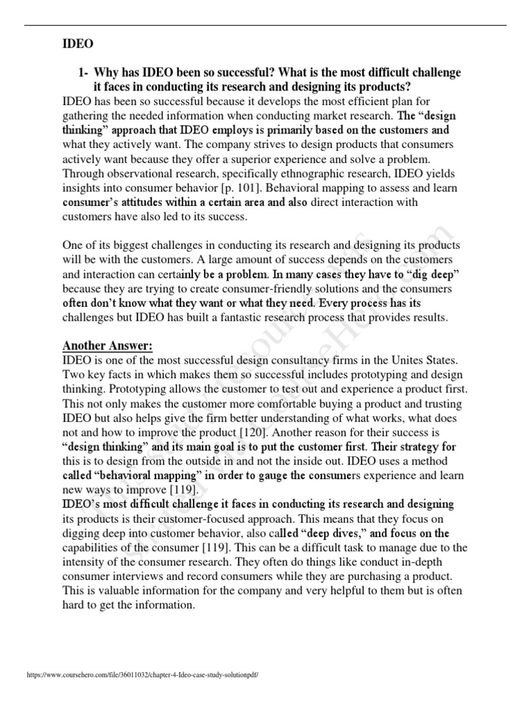 Chapter 4 Ideo Case Study Solution PDF | PDF | Consumer Behaviour | Marketing Research