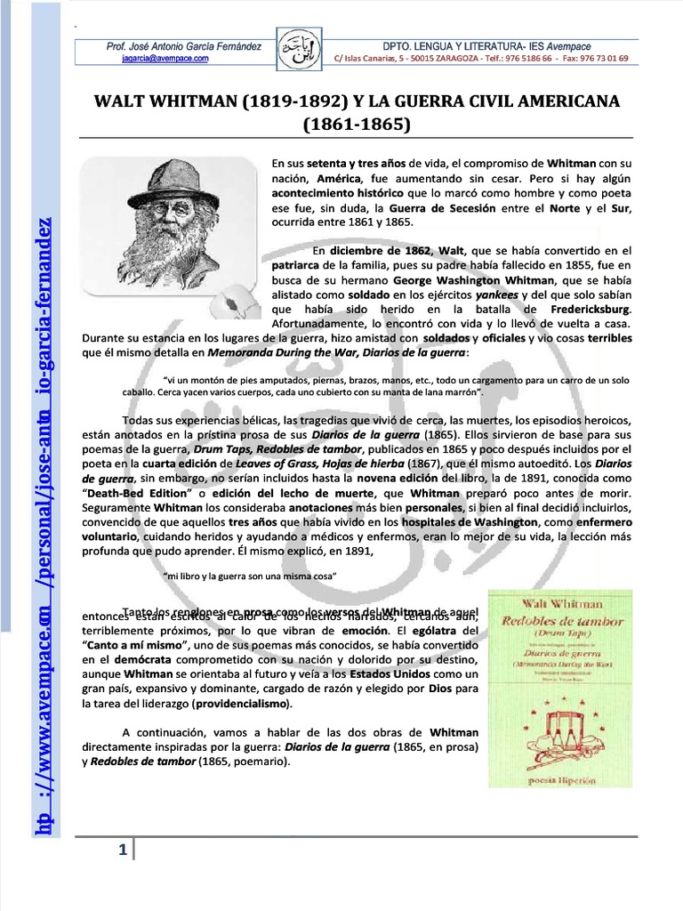 PDF Walt Whitman y La Guerra Civil - Compress PDF | PDF | Walt Whitman ...
