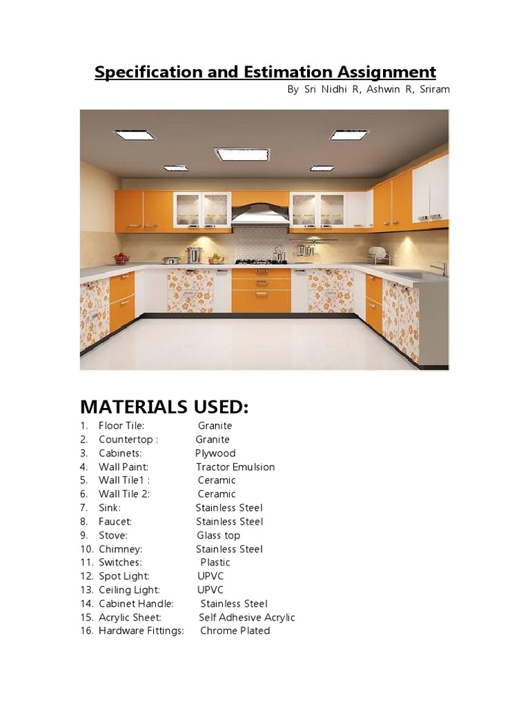 Specification and Estimation Assignment 3 PDF | PDF | Sink | Countertop