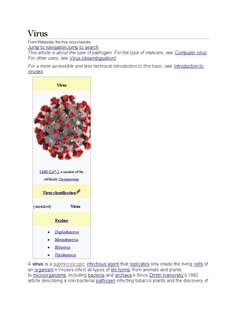 Virus: Jump To Navigation Jump To Search | PDF | Virus | Tree Of Life ...