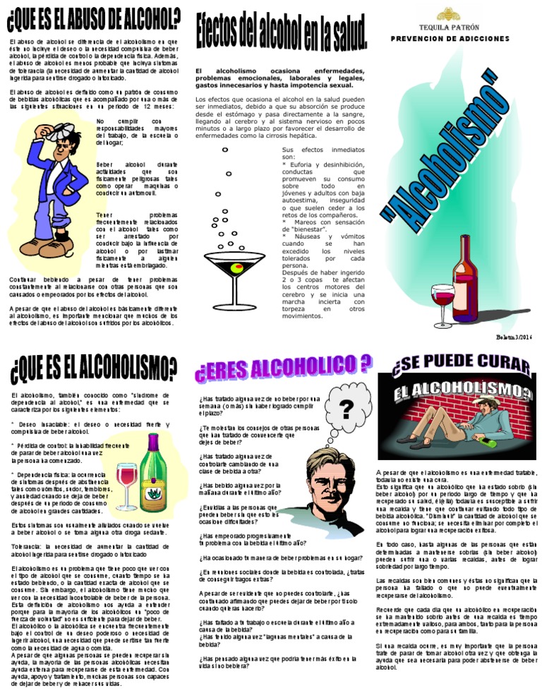 Triptico Alcoholismo | PDF | Abuso de alcohol | Alcoholismo