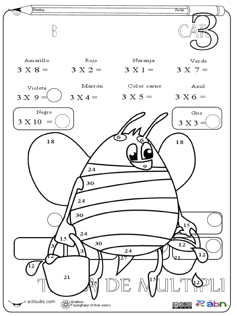 Ejercicios de la Tabla del 3 para Colorear | PDF