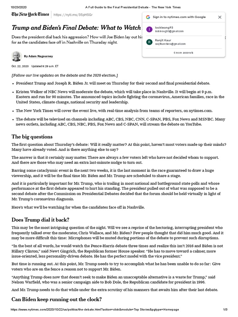 Final Presidential Debate Preview | PDF | Joe Biden | Donald Trump