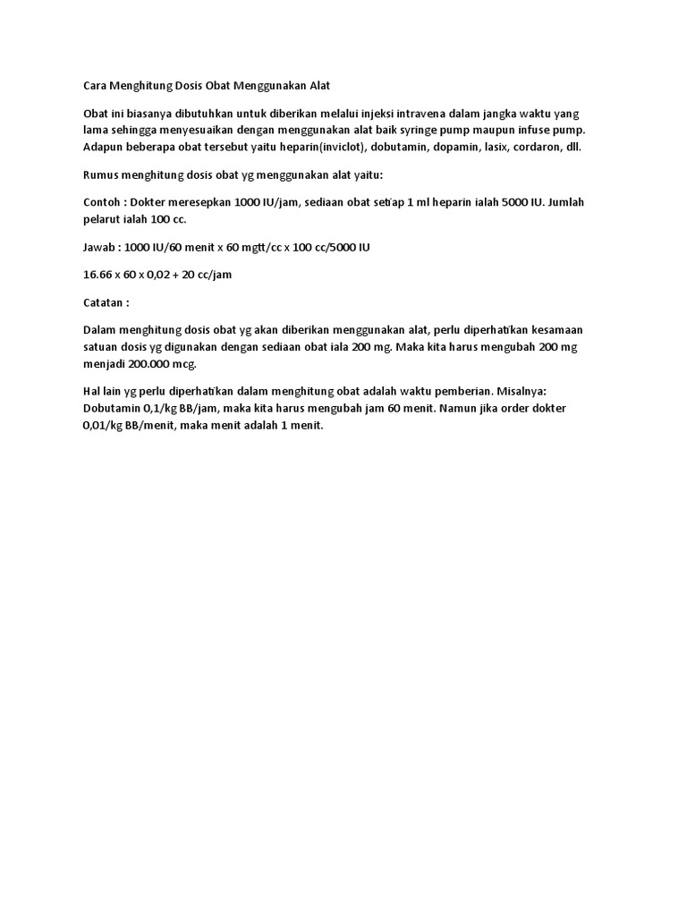 Dosis Injeksi Heparin Menggunakan Alat | PDF