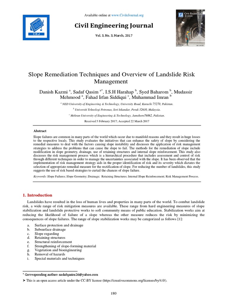 Slope Remediation and Landslide Management | PDF | Risk Management | Risk