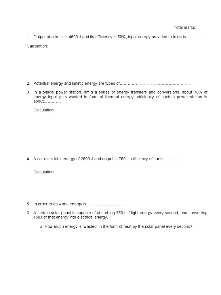 Efficiency and Power - II | PDF | Power (Physics) | Turbine