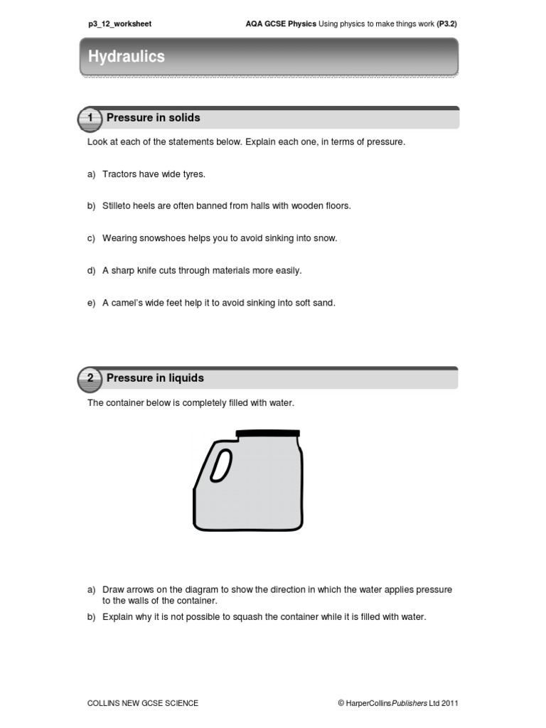 Hydraulics: 1 Pressure in Solids | PDF