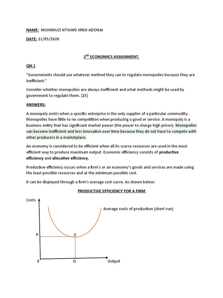 JIREH'S 2nd ECONOMICS ASSIGNMENT | PDF | Monopoly | Perfect Competition