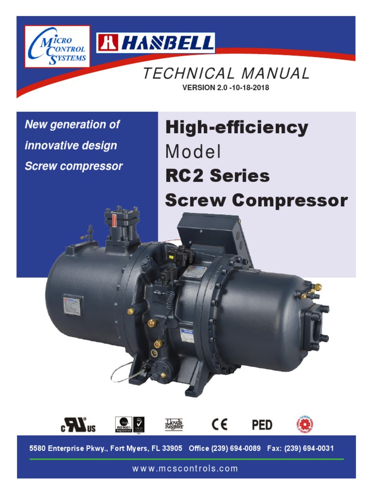 RC2 Series Screw Compressor Technical Manual PDF | PDF | Valve ...