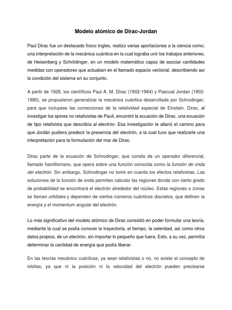 Modelo Atomico De Dirac Jordan