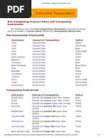 Transposition Instrument Chart | PDF