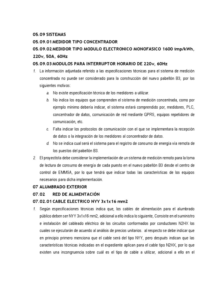 Carta 087 - Observaciones Al Expediente Tecnico para Construccion PDF | PDF | Corriente ...