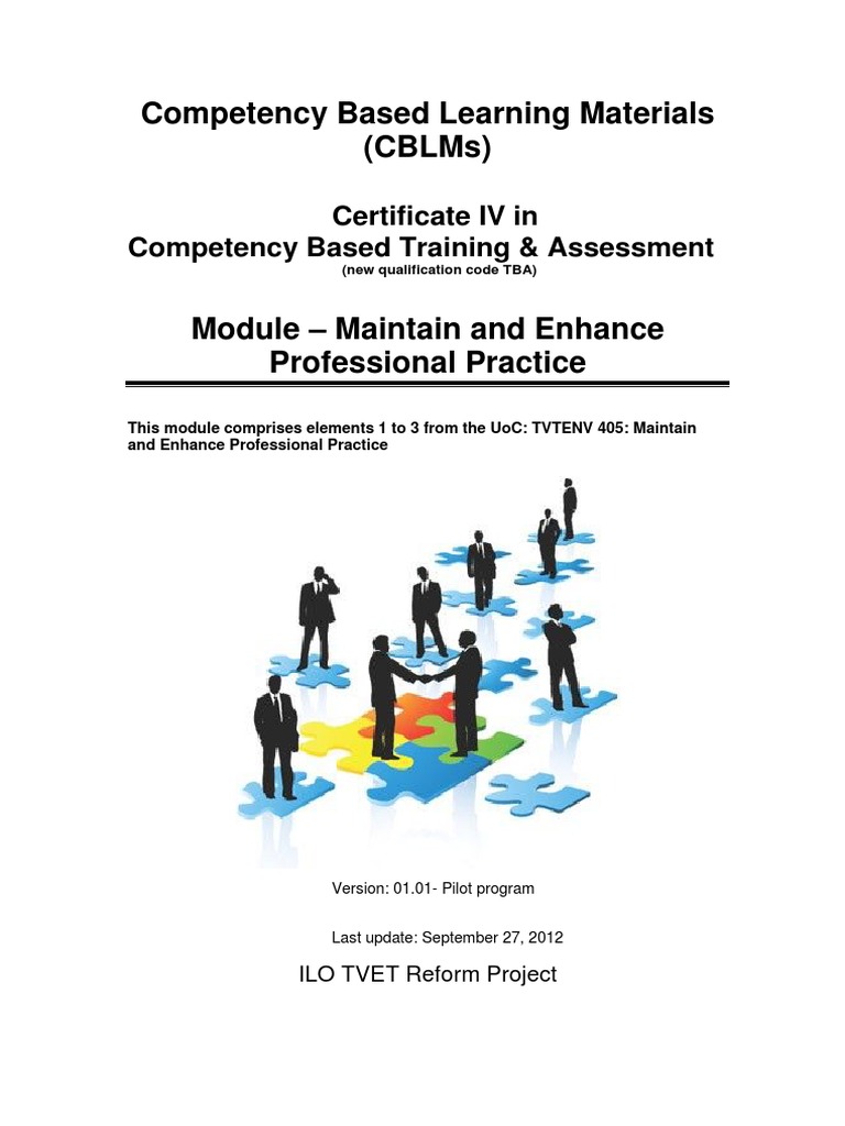 CBLM - Maintain and Enhance Professional Practice - Sept - 2012 PDF | PDF | Goal | Competence ...