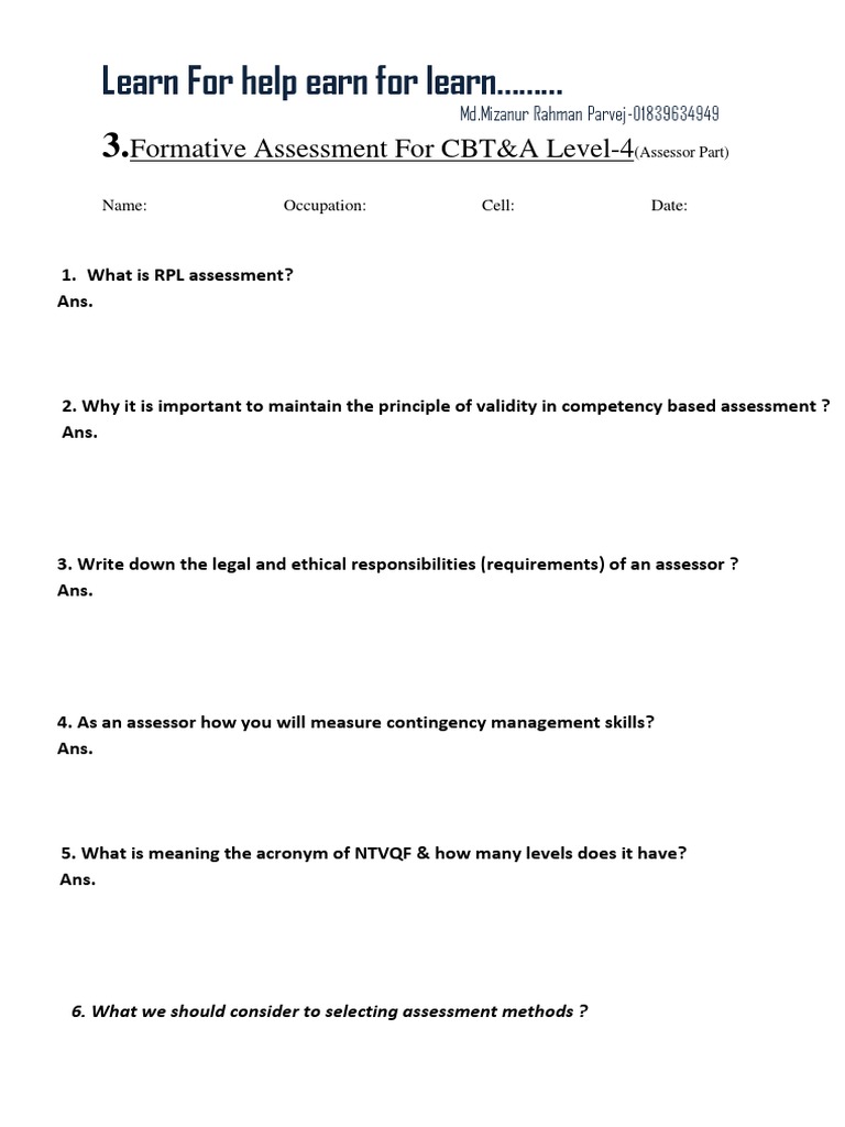 Assessor Responsibilities and Best Practices for Competency-Based ...