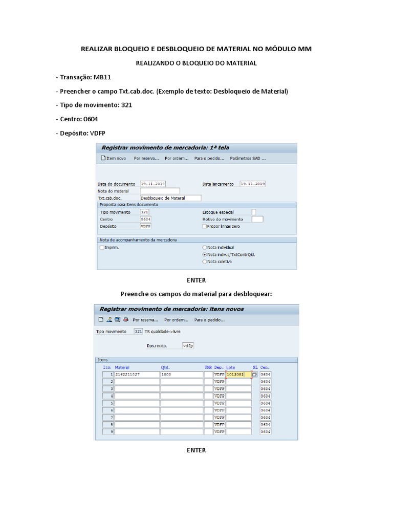 Realizar Desbloqueio de Material No Módulo MM | PDF | Computadores ...
