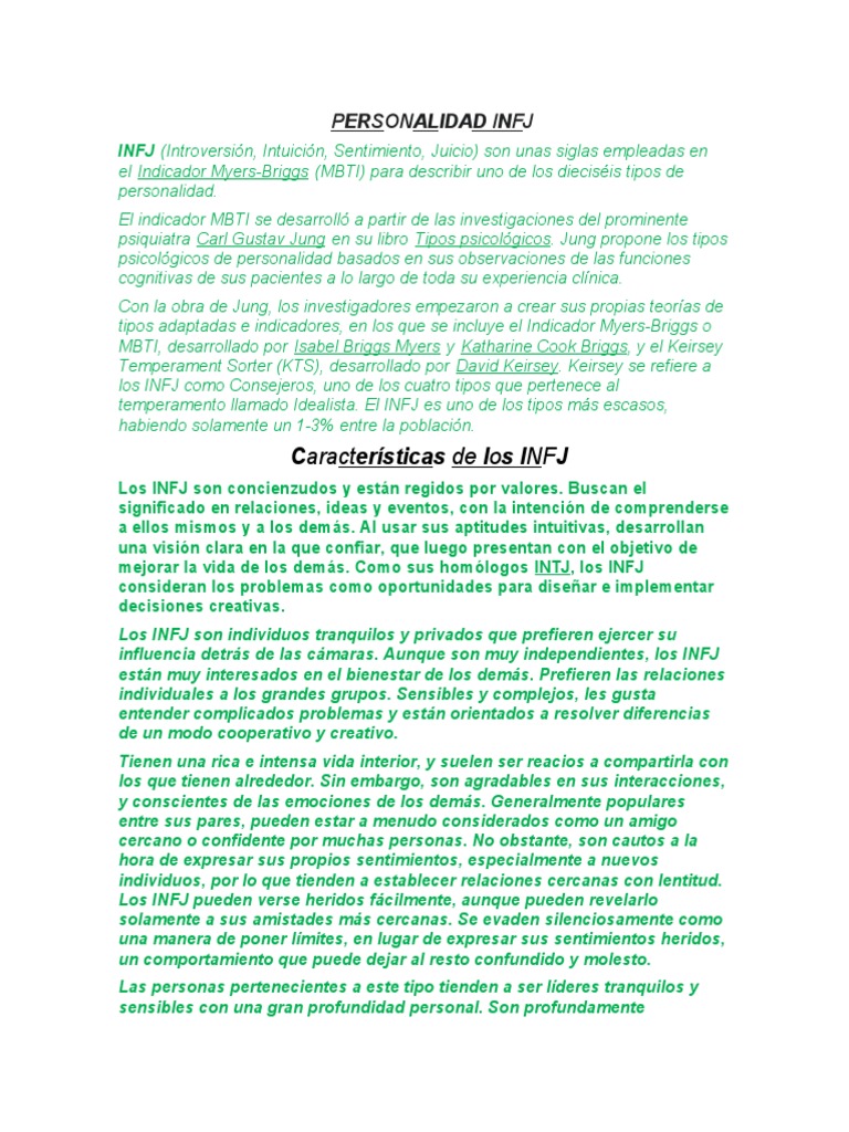Personalidad Infj | PDF | Acción (filosofía) | Psicología Social