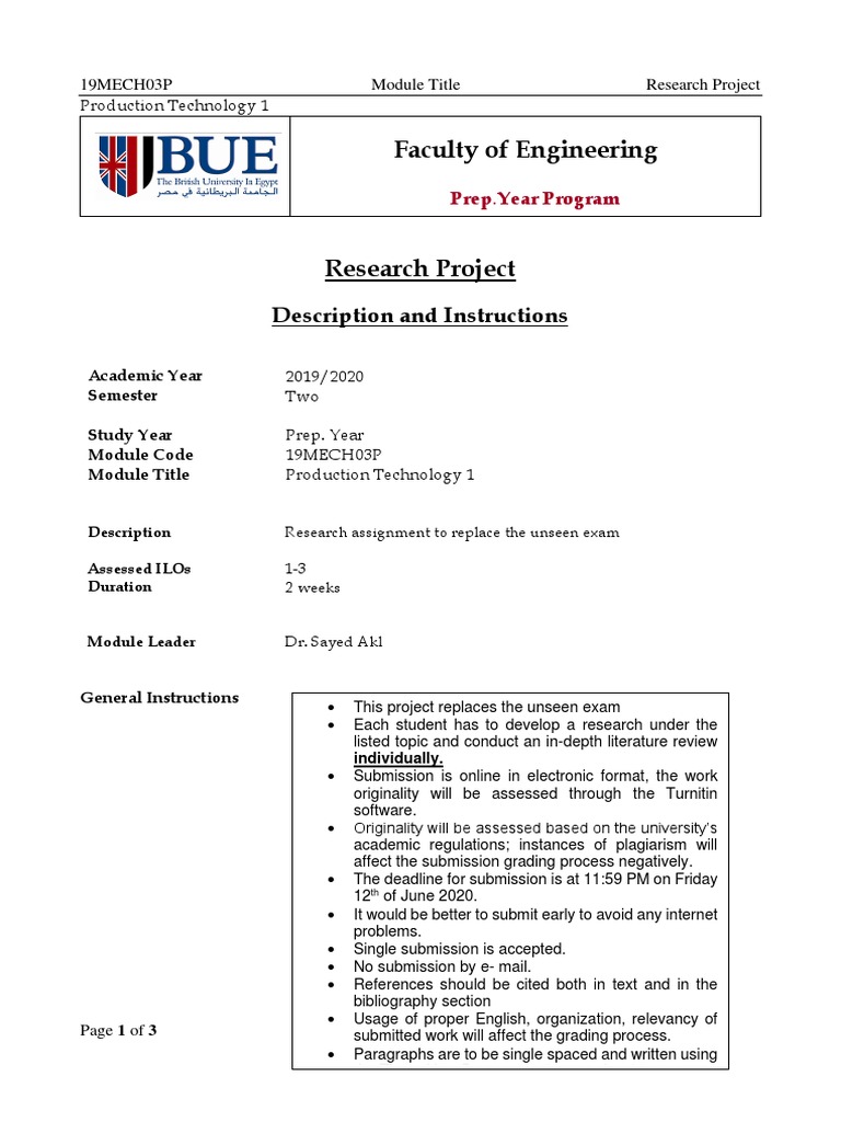 Faculty of Engineering: Description and Instructions | PDF | Turnitin ...