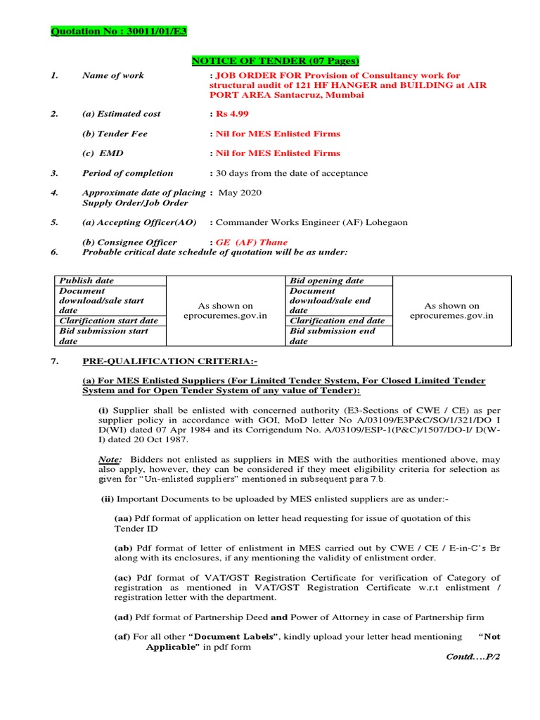 Tendernotice 1 | PDF | Request For Proposal | Taxes