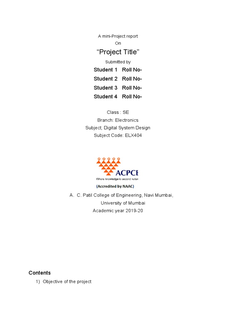 A Mini-Project Report Format | PDF