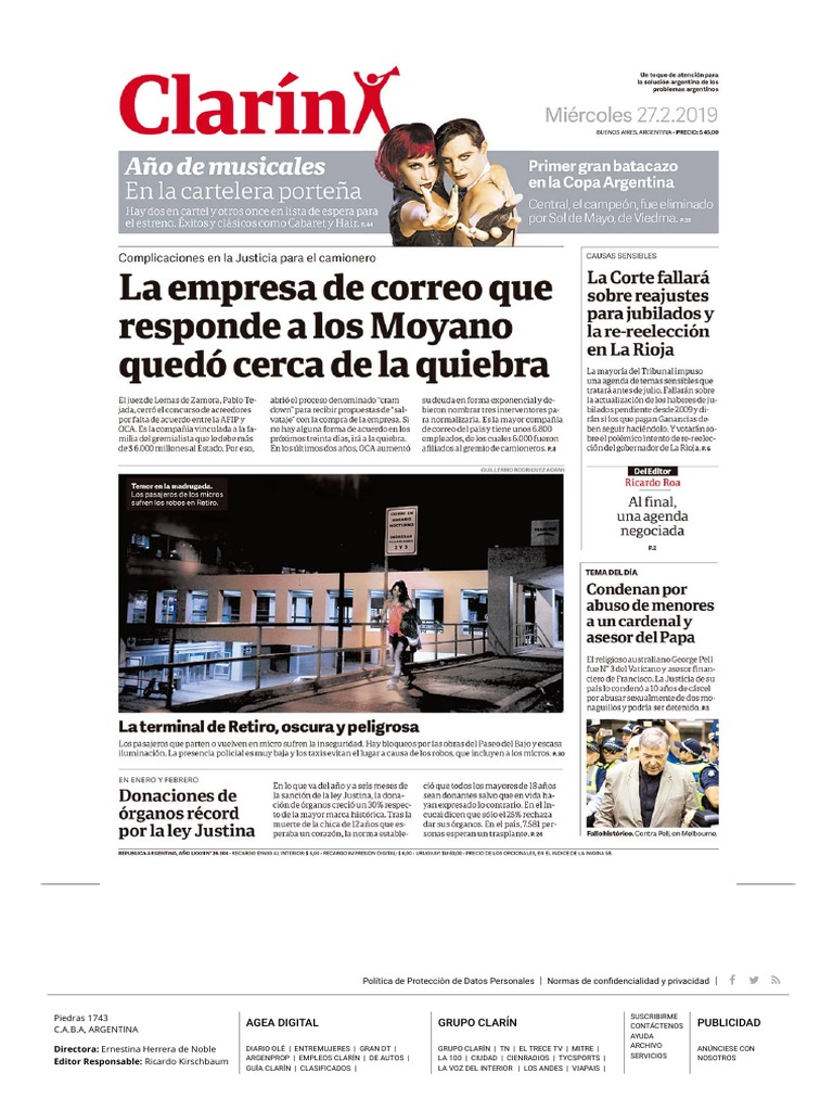 La Tapa Del Diario Clarín Del Día en Que Naciste | PDF